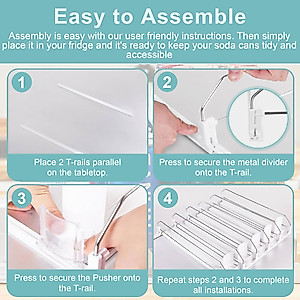 Drink Organizer For Fridge - Fridge Organizers Self Pushing Drink Dispenser, Drink Dispenser for Fridge w/Smooth Spring & Conveyor Belt, Adjustable 6 Can & Can Organizer for Refrigerator, 17.3"D