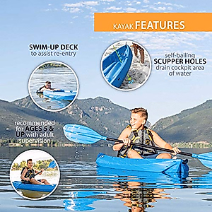 Lifetime Youth Wave Kayak (Paddle Included), Blue, 6'