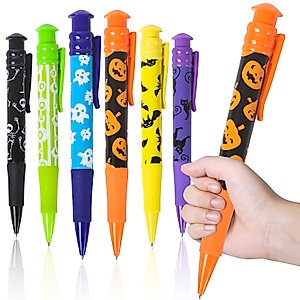 Letapapa Halloween Party Favor for Kids, 24 Pcs Halloween Jumbo Pens in 6 Designs, Halloween Toys, Goodie Bag Stuffers Fillers, Trick or Treat, School Classroom Rewards