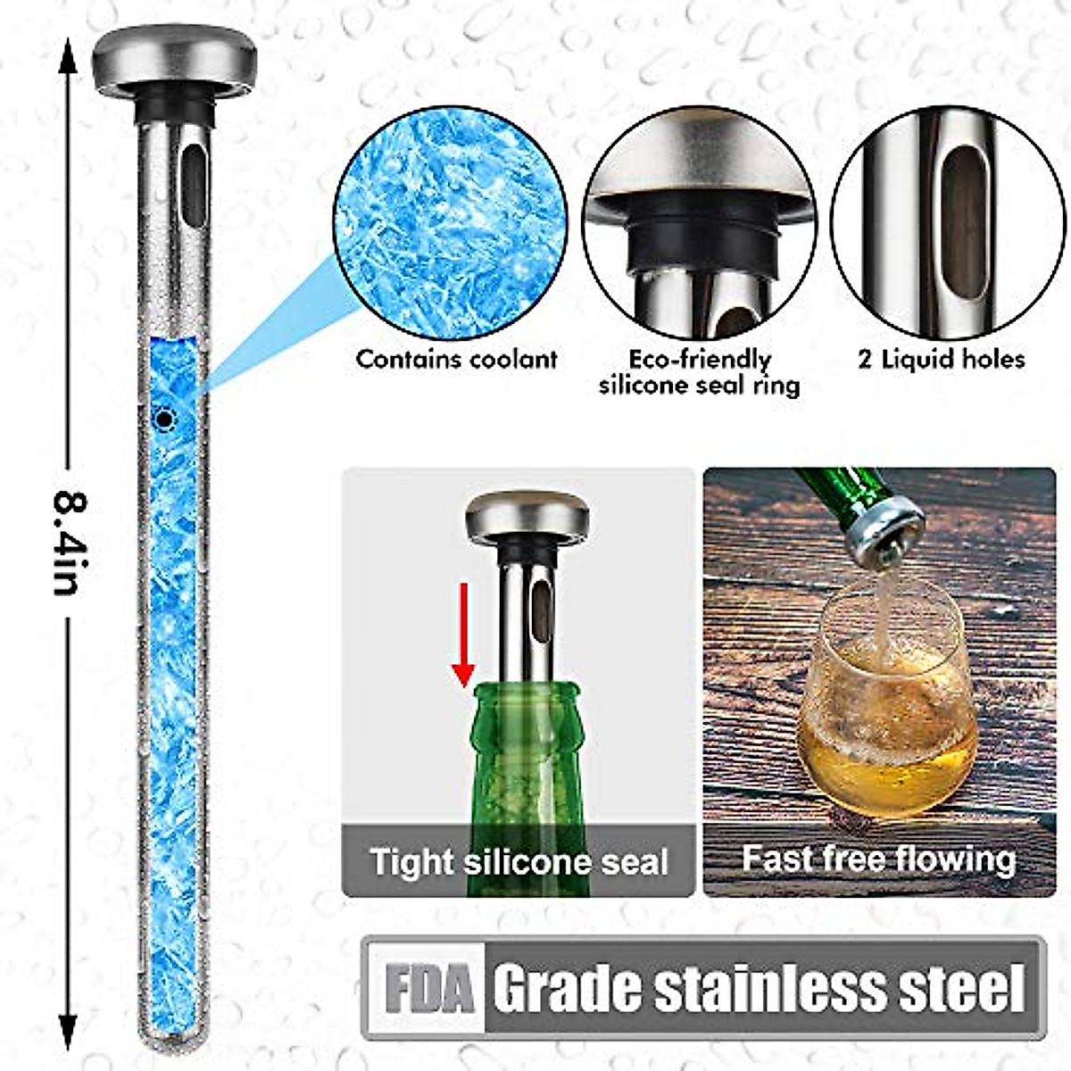 Beer Chiller Sticks for Bottles - Beer Gifts for Men - Beer Lover Gift featuring 2 Beer Chilling Sticks and 1 Bottle Opener in an Eco Friendly Wooden Gift Box - Beer Stick by woondulla