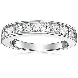 VIR JEWELS 2 cttw Diamond Wedding Band for Women, Princess Cut Diamond Wedding Band in 14K White Gold Channel Set, Size 7