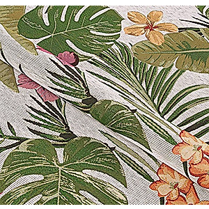 Couristan Dolce Flowering Fern Indoor/Outdoor Area Rug, 4' x 5'10", Ivory-Hunter Green