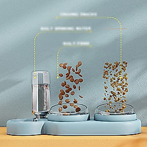 FUUIE Bowls for Kitchen Pet Cat and Dog Bowl Automatic Water Reservoir, with Bracket, Food Bowl, Anti Splash Container, Detachable (Color : Blue)