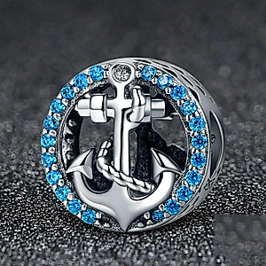 LAMOONY Sailing Boat Charm 925 Sterling Silver, Anchor, Starfish, Jelly Fish Ocean Charm for Pandora Charm Bracelet