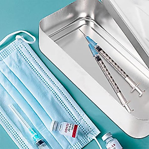 Scicalife 2pcs Aluminum Rectangular Storage Box Small Needle Container Empty Hinged Tins Box Sewing Needle Case Small Tin with Lid