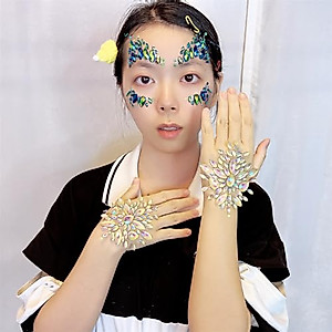 Topz Glow in The Dark face gems Halloween Makeup Body gems Stick on Body Jewels Festival Rhinestone Sticker Mermaid Body Makeup Rave Accessories for Adult Costume (TP351 Chest Paste)