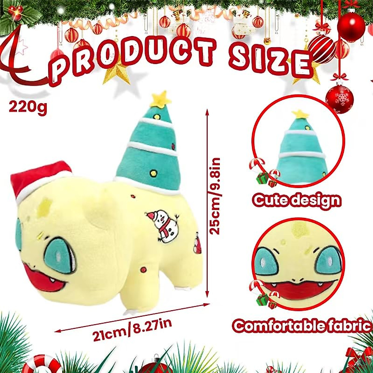 LSYEE Christmas Limited Edition Cute Plant-Like Animal Plush Toy - Christmas Tree on Back & Snowman Design | Perfect for Christmas & Birthday Gifts | Great for Kids | Cartoon Style Plush Toy