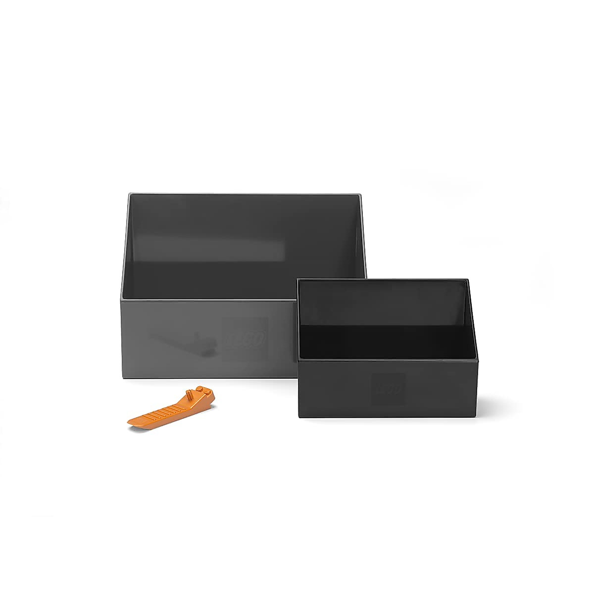 Room Copenhagen LEGO Brick Scooper Set - Easy Clean Up for Building Blocks and Other Toys - 1 Large Dark Stone Gray Scoop 7.63 x 5.19in and 1 Small Black Scoop 5.07 x 3.46in - Includes Brick Separator