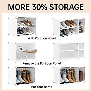 MAGINELS Portable Shoe Rack Plastic Shoe Organizer DIY Shoe Storage Shelf Organizer for Entryway Shoe Cabinet 36 Pairs, White