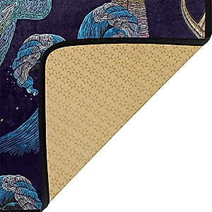 TSENQUE Blue Anchor Sailing Rugs for Kitchen, Non-Slip, Stain Resistant Chef Mat Kitchen Mat, Area Rugs for Home Dining Living Room Bedroom 39 x 20 Inch