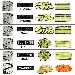 Mandoline Slicer for Food and Vegetables -VEKAYA Adjustable Kitchen Vegetable Slicer For Potatoes and Onion| French Fry Slicer, Vegetable Chopper and Cutter with Waffle Maker and Gloves (Black)