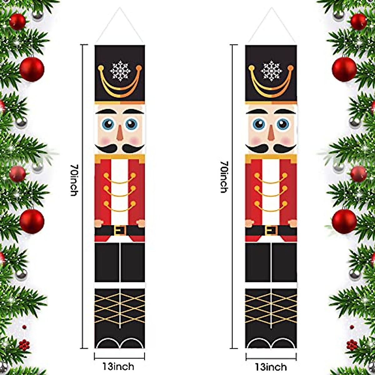 Merry Christmas Banner Decor Porch Sign, Christmas Decorations , Christmas Porch Banner Happy New Year Signs for Home Front Door Fireplace or Holiday Party Decor for Country Wall Hanging Outside (Christmas and New Year) (Christmas Doorman)