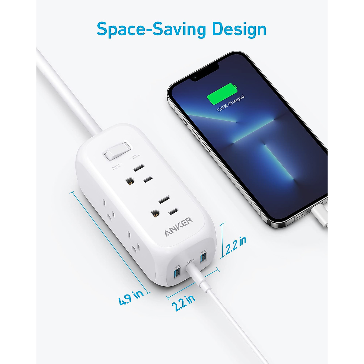 Anker Power Strip with USB C, PowerCube with 3 Outlets & 30W USB C and Anker USB C Power Strip Surge Protector(300J),6 Outlets and 20W Power Delivery