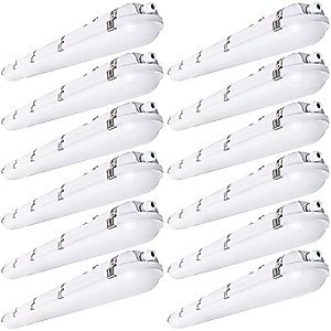4FT LED Vapor Tight Lights, 3CCT 3000k-4000k-5000k, 60W/50W/40W Wattage Selectable Vapor Proof Light, 5200LM LED Shop Light for Warehouses Car Wash, Walk-in Freezer, 100-277V, UL&DLC Listed (12-Pack)