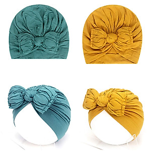 QandSweat Baby Girls' Hats & Caps Knotted Turban Cute Toddler Hat Hair Accessories 3-36M (A Soft6-8 Pack)