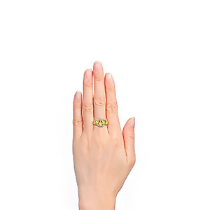 Rylos Rings for Women 14K Gold Plated Silver Swirl Ring with 7X5MM Oval Gemstone & Diamond Ring November Citrine Jewelry Size 7