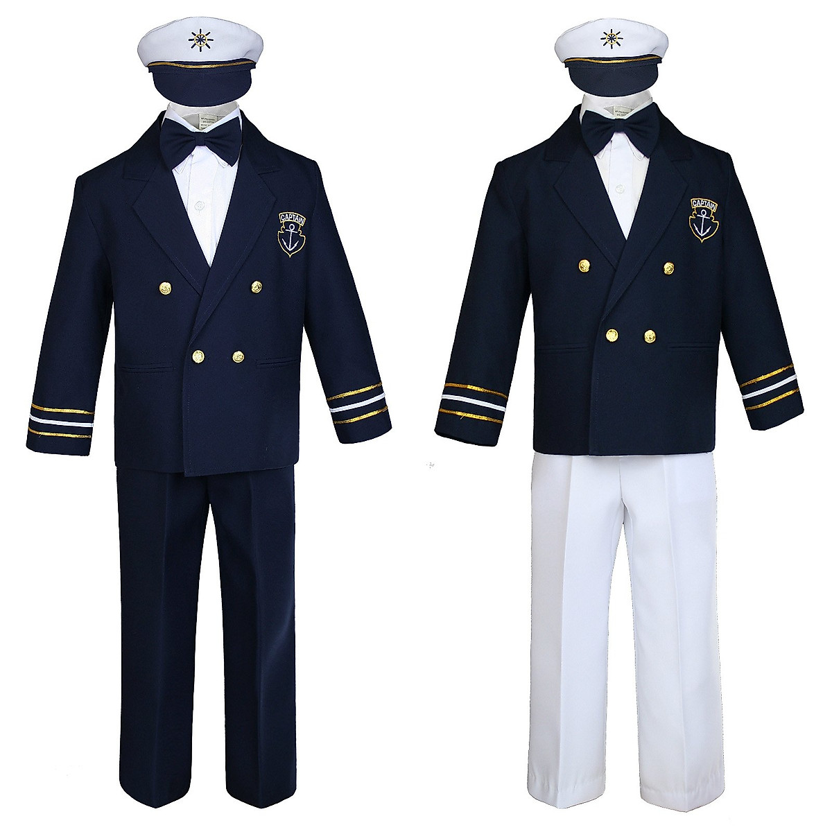 Sailor Captain Suit for Boy Outfits from New Born to 7 Years Old (2T, Navy pants)