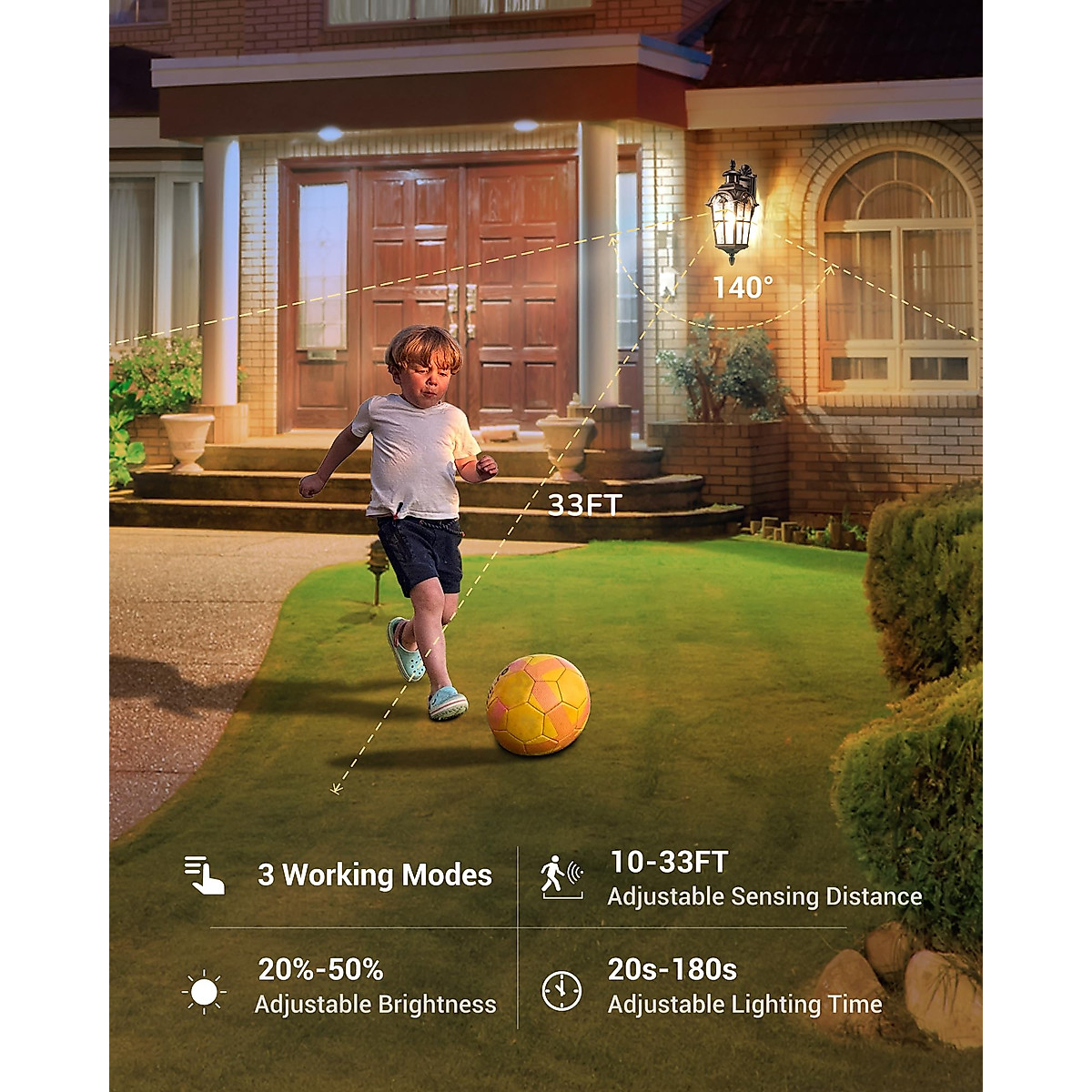 DEWENWILS Motion Sensor Outdoor Wall Lights Dusk to Dawn Exterior Light Fixture Wall Mount, Outdoor Porch Light with Water Ripple Glass, Wall Sconce Lantern for House Garage Patio