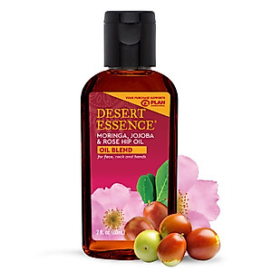 Desert Essence Moringa, Jojoba & Rose Hip Oil Refreshing & Rejuvenating Skin Restoration - Nutrient-Rich Vitamin Blend For Face, Neck, Body & Hands - Vegan, Non-GMO, Gluten-Free, Cruelty-Free - 2oz