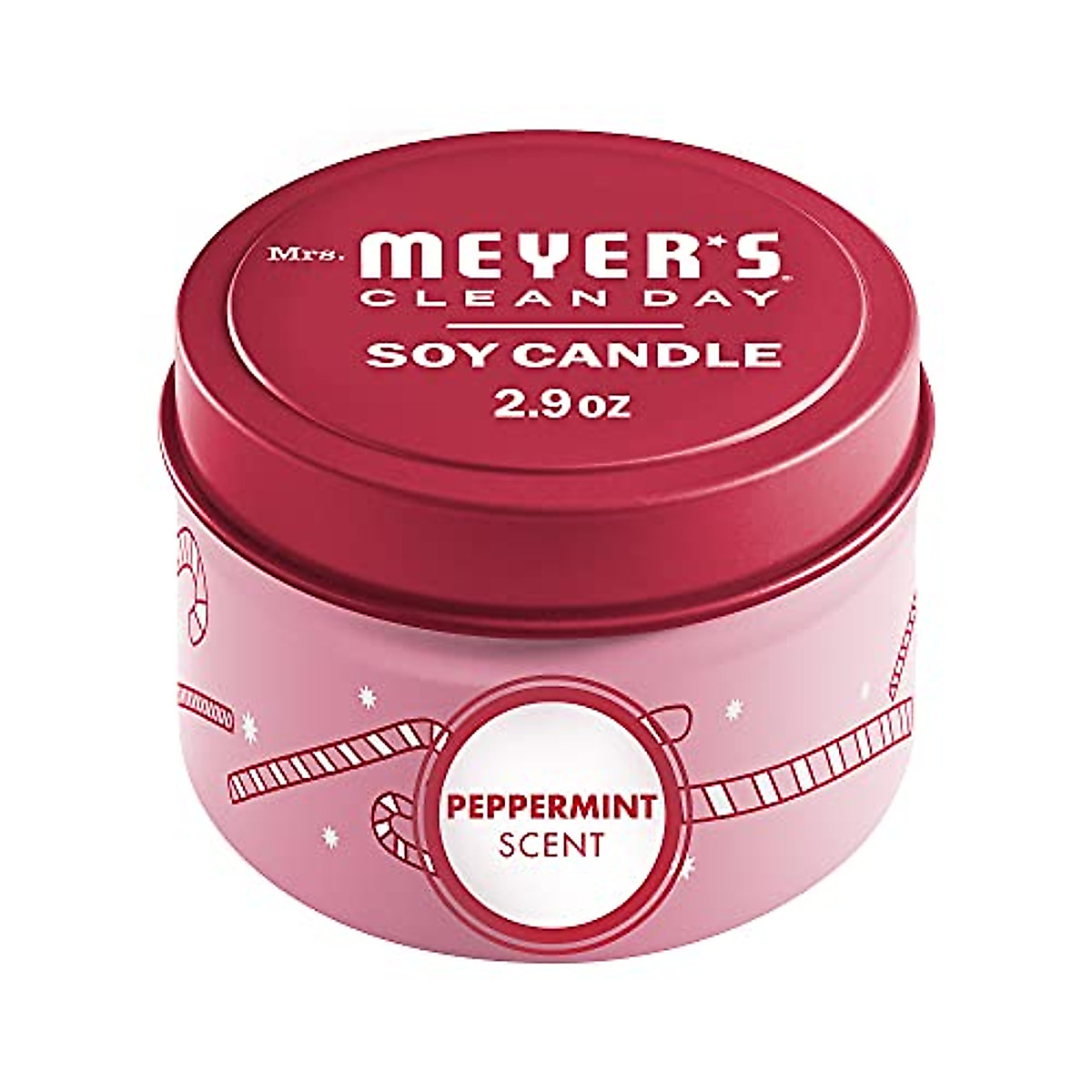 Mrs. Meyer's Scented Soy Tin Candle, 12 Hour Burn Time, Made with Soy Wax and Essential Oils, Peppermint, 2.9 oz