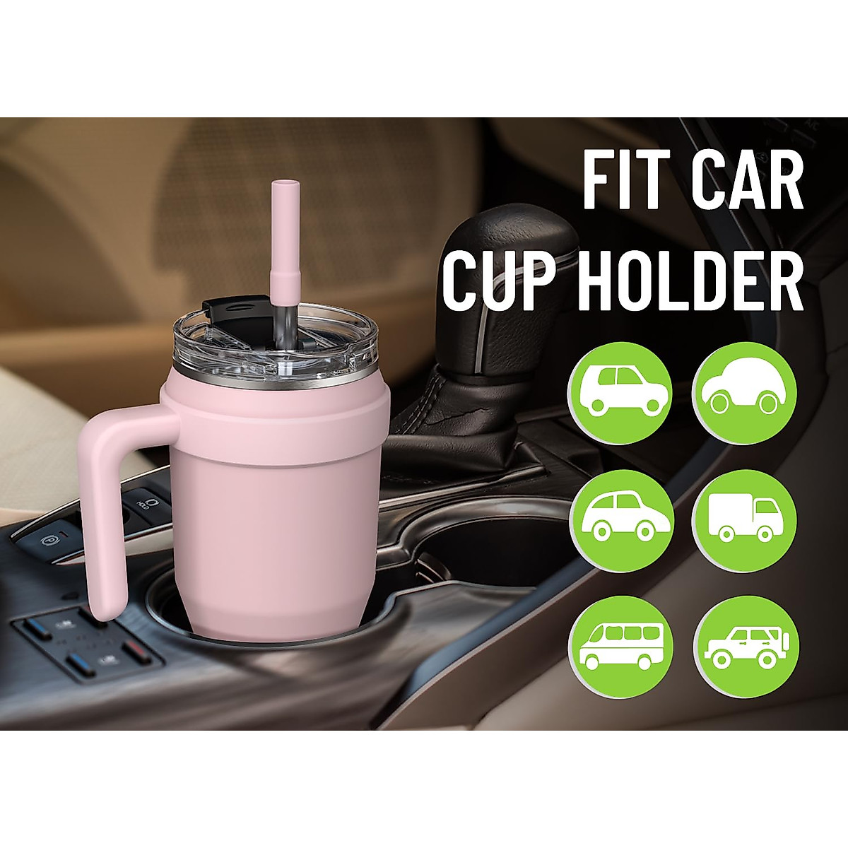 Zenbo 40 oz tumbler with handle and straw,Leak Proof Lid,Keeps Drinks Cold up to 34 Hours,Dishwasher Safe