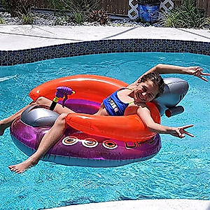 Swimline 9078 Inflatable UFO Lounge Chair Swimming Pool Float with Built-in Squirt Gun for Adults and Kids Ages 4 Years and Up, (4 Pack)