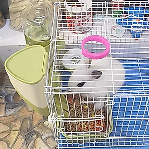 MUYG Rabbit Hanging Automatic Feeder Pets Food Bowl for Cages Pet Cage Gravity Feeder Bunny Removable​ Food Dispense for Small Animals Puppies Chinchilla (Green)