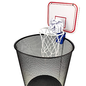 Silfrae Basketball Trash Can Mini Basketball Hoop Office Basketball Trash Can Basketball Goal for Garbage Can Office and Bed Room (Blue, 7.9 Inches * 6.3 Inches)