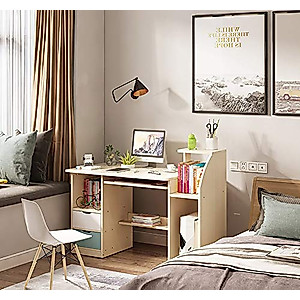 Computer Desk with Shelves and 2 Drawers,Multiple Desk for Home Sturdy Office Desk with Bookshelf,Pc Laptop Study Writing Table Workstation