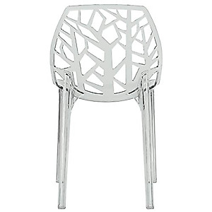 LeisureMod Caswell Cut-Out Tree Design Modern Dining Chairs, Set of 2 (Clear)