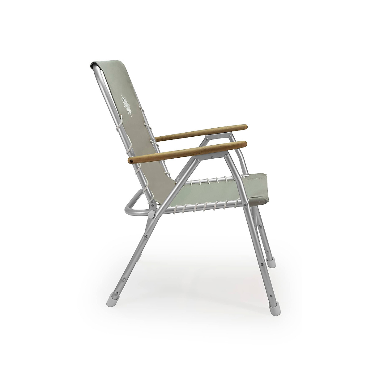 FORMA MARINE Boat Chairs High Back Grey Deck Folding Marine Aluminum Teak Furniture Set of 2 M150G