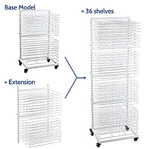 OFFICEROO Art Drying Rack for Classroom - 18 Removable Shelves - Efficient and Organized Drying Rack Art for Students' Masterpieces - Sturdy Paint Drying Rack with Lockable Wheels