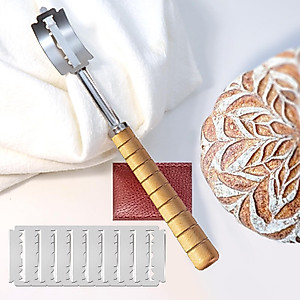 LGDNNYYY Hand Crafted Bread Lame, Utility Bread Scoring Tool/Bread Knives, Stainless Steel Lame Bread Tool Sets for Sourdough Scoring Tool, Sourdough Bread Baking Supplies(10 Blades), Black-white