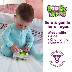 Baby Wipes by Boogie, Saline Wet Wipes for Nose, Face, Hand & Body, FSA/HSA Eligible, Made with Vitamin E, Aloe, Chamomile and Natural Saline, Unscented 30 Count Pack of 3