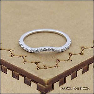 Dazzlingrock Collection 0.15 Carat (ctw) Round White Diamond Contour Wedding Ring Enhancer Guard Band for Her in 14K White Gold Size 8