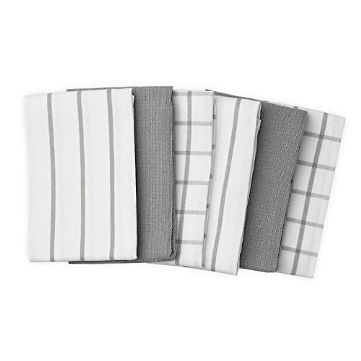 LANE LINEN Kitchen Towels and Dishcloths Set - Pack of 6 Cotton Dish Cloths, 18”x 28”, Soft Hand for Kitchen, Tea Towels, Premium Quick Drying Cleaning Grey