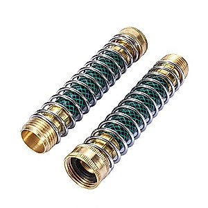 ZKZX Garden Hose Coiled Spring Protector with Solid Brass Faucet Hoses Coupling Adapter Extension 2Pcs (2pieces)