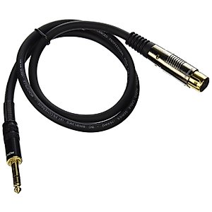 Monoprice 104768 3-Feet Premier Series XLR Female to 1/4-Inch TRS Male 16AWG Cable gold