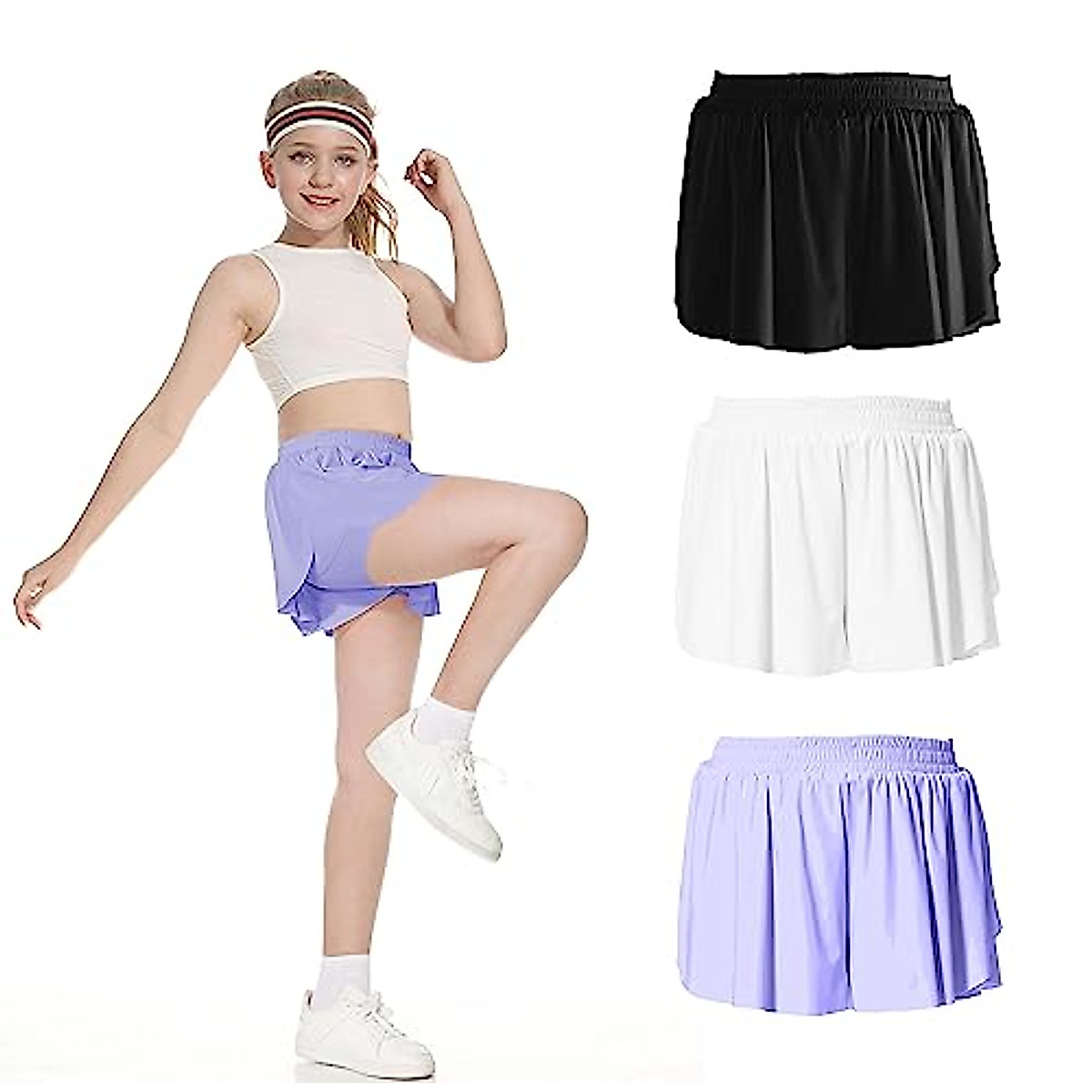 Flowy Shorts Girls Butterfly Tennis Skirts for Girls Teen Preppy Clothes Kids Running Activewear Athletic Skort Size 8