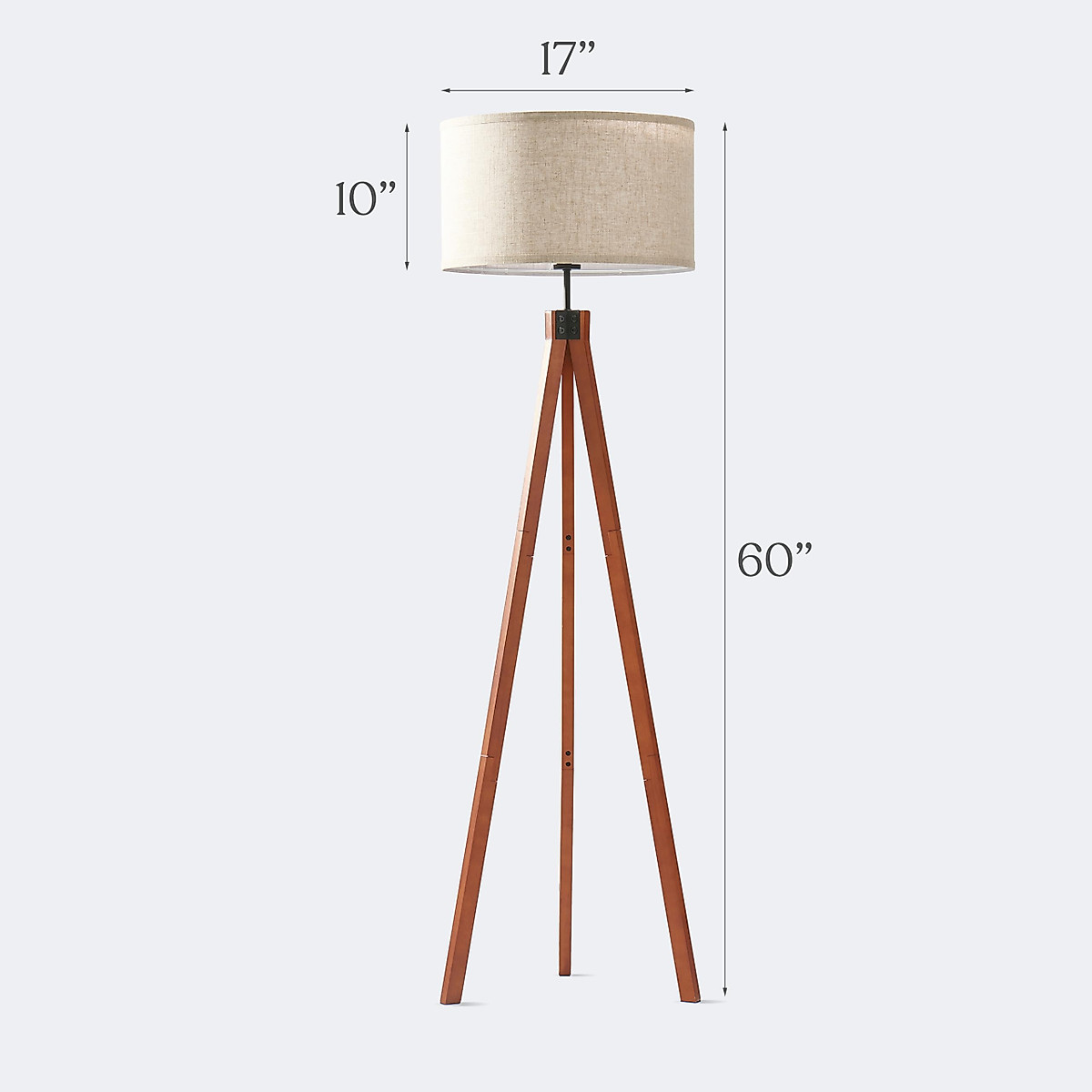 Brightech Eden Tripod Floor Lamp, Dimmable Standing Lamp with Solid Wood Legs for Bedroom Reading, Tall Tree Lamp for Offices, Modern LED Lamp for Living Rooms, Great Living Room Decor - Havana Brown