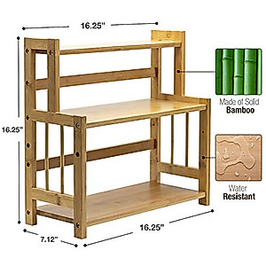Sorbus Kitchen Countertop Organizer Bamboo Wooden Counter Storage Shelf Rack for Spice, Soap, Skin care, Makeup Display Stand, Bathroom Shelves, Vanity, Office (3-Tier)