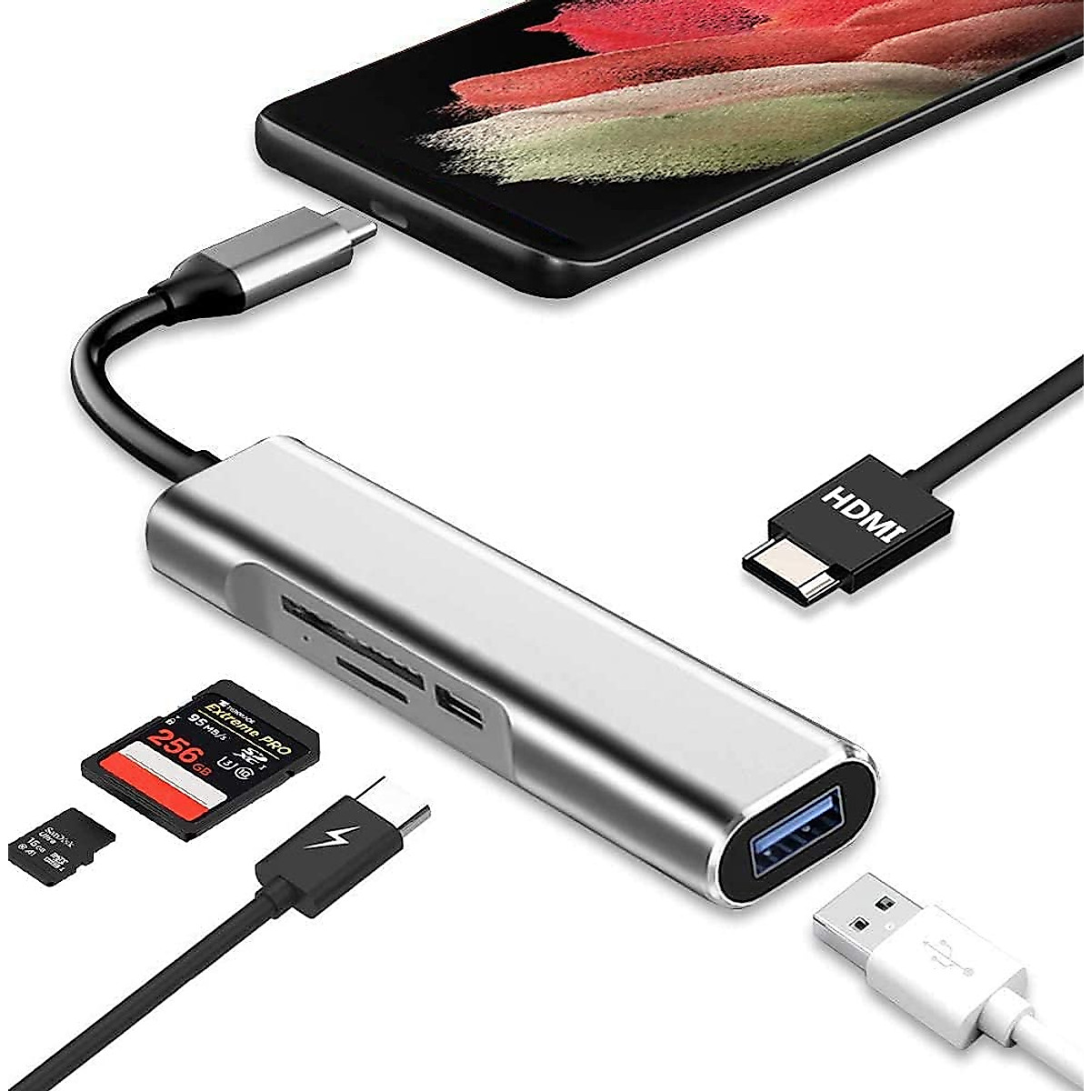 USB C to HDMI Adapter for Samsung DeX,Desktop Experience for Galaxy S23/S22/S21/FE/Note20/10/Tab S8/S7,DeX Station with HDMI 4K,USB3.0,PD 60W,SD/TF Card Slot,Steam Deck,Nintendo Switch