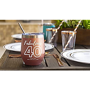 40th Birthday Gifts For Women - 1983 Wine Tumbler & Shot Glass Bday Present Ideas Cheers To 40 Year Old Her, Mom, Grandma, Wife, Sister, Anniversary, Retirement, From Husband Son Daughter Decorations