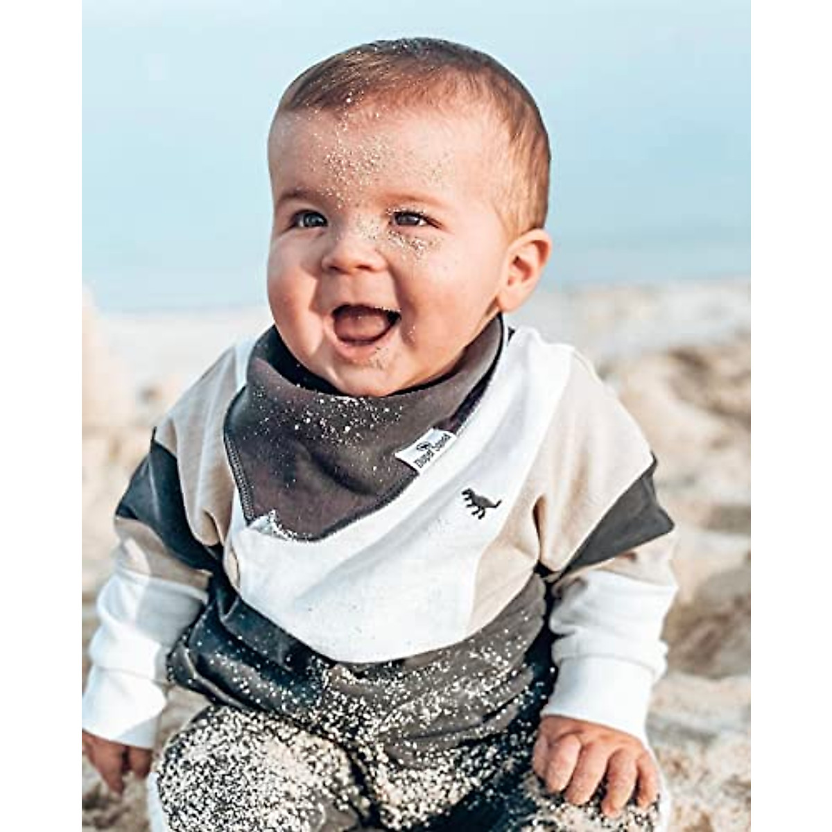 Diaper Squad 100% Organic Cotton Neutral Solid 10-Pack Baby Drool Bandana Bibs for Boys and Girls, Plain Colors