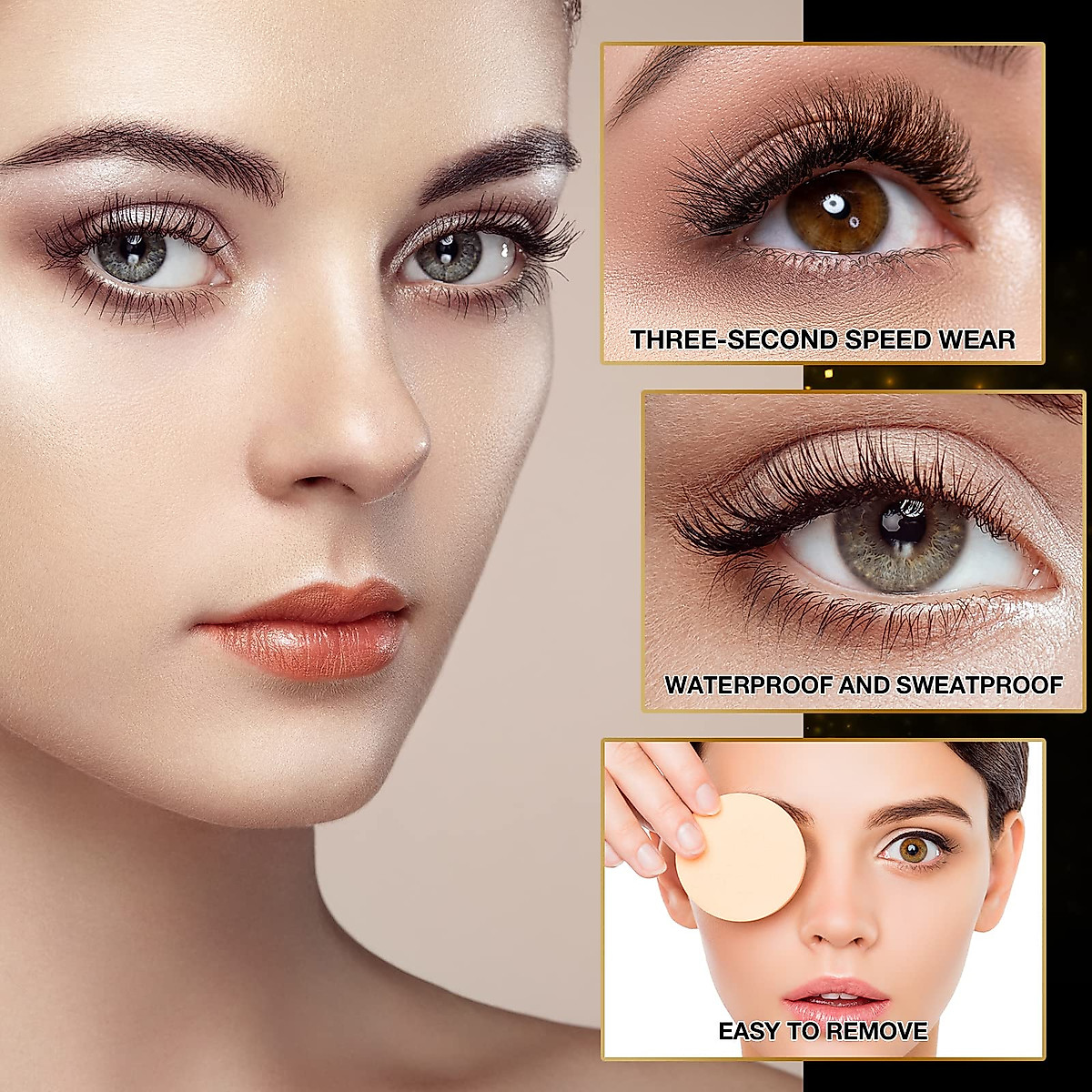 6 Pairs Reusable Self Adhesive Eyelashes No Glue or Eyeliner Needed Waterproof Natural Look False Lashes Extension Stable Stick on Eyelashes False Eyelashes Gift for Women Girls, 3 Style