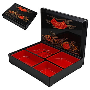 Cabilock Japanese Sushi Tray Lunch Box Bento Box Traditional Plastic Candy Box Snack Serving Box with Lid for Restaurant Home Office School