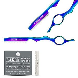 Facón Professional Hair Styling Thinning Texturizing Cutting Razor + 10 Replacement Blades