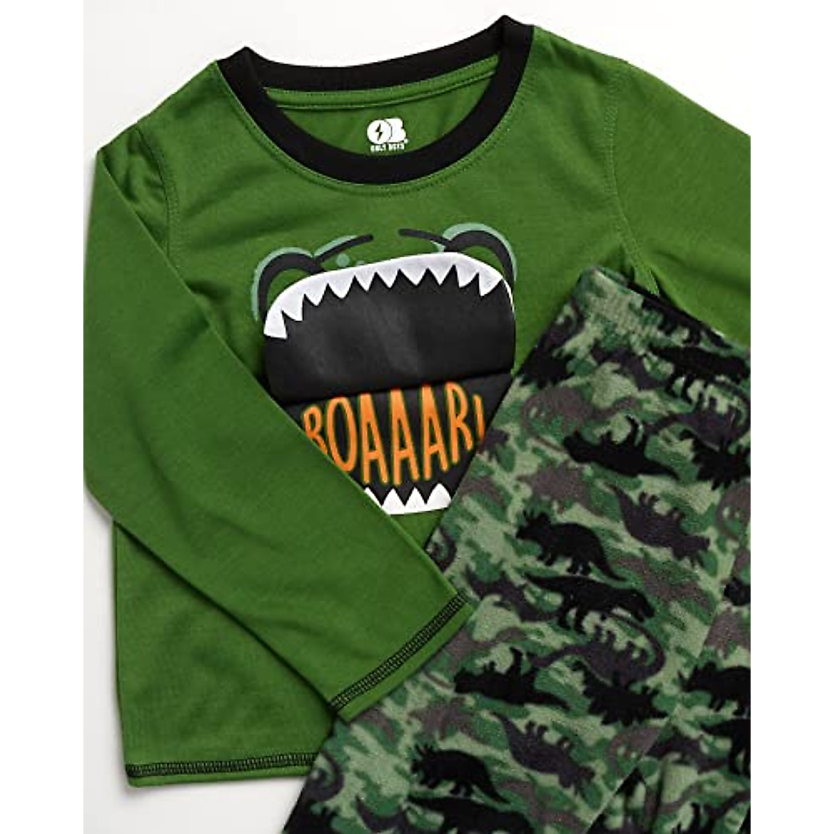 Only Boys Baby Pajamas - 2 Piece 3D Graphic Long Sleeve Shirt and Sleepwear Pants (2T-4T), Size 3T, Green Dinos