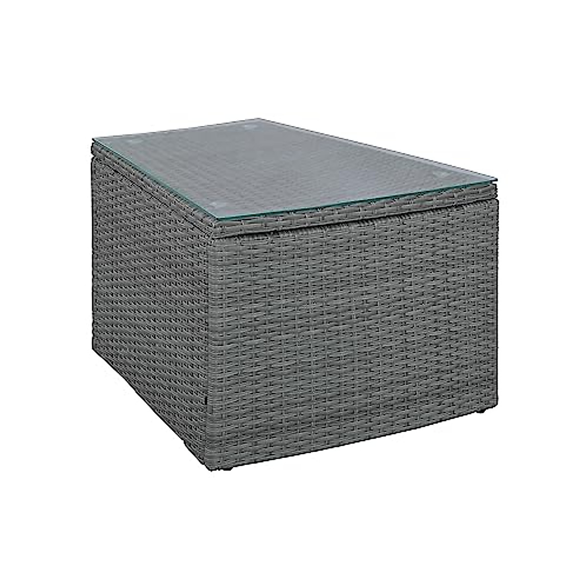 DHPM 10-Piece Half-Moon Sectional Patio Furniture Set Curved Outdoor Sofa with Tempered Glass Round Coffee Table, Light Gray