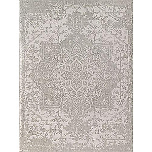 Unique Loom Jill Zarin Outdoor Collection Medallion Area Rug (9' 0 x 12' 0 Rectangular, Gray)